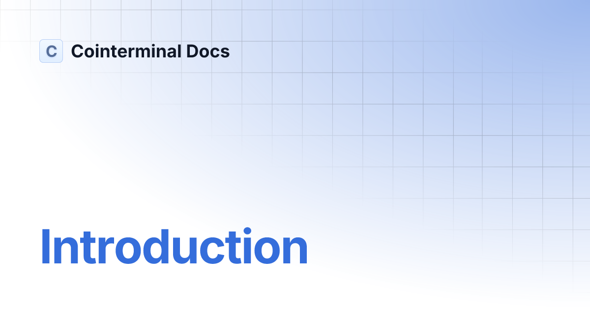 Introduction | Cointerminal Docs